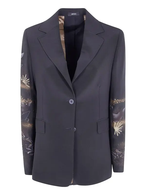 IBRIGU Single-breasted Silk Jacket - Black