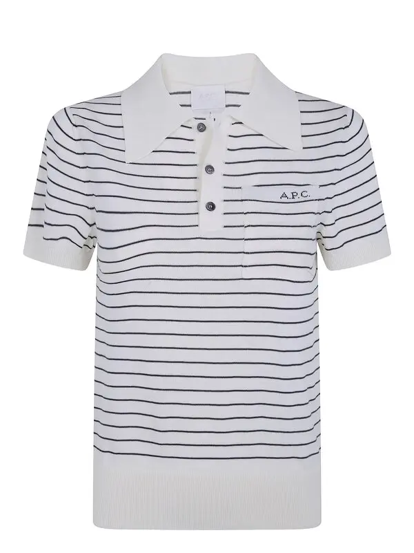 A.p.c. Striped Cotton Polo Shirt - Beige