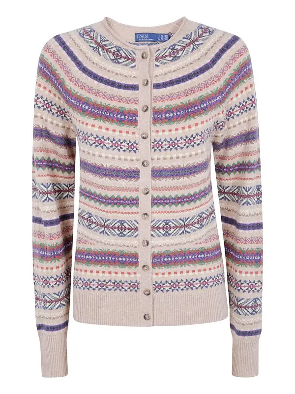 Polo Ralph Lauren Fair Isle Knit Wool Cardigan - Beige