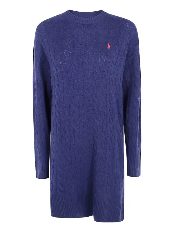 Polo Ralph Lauren Wool Cable Knit Sweater Dress - Blue
