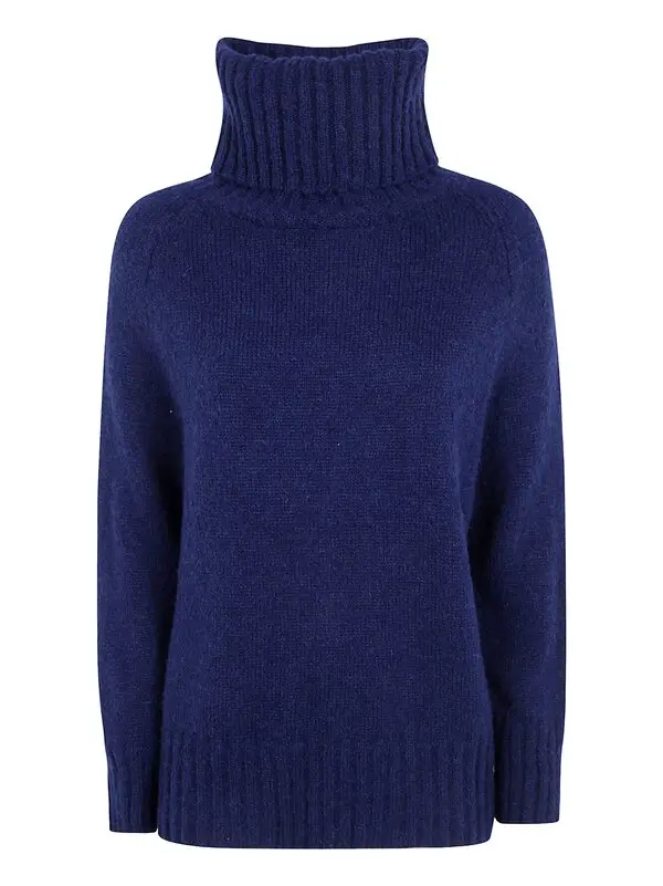 BASE B8480.085 852" Turtleneck Sweater - Blue