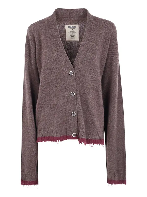 UMA WANG 100% Cashmere V-neck Cardigan - Brown
