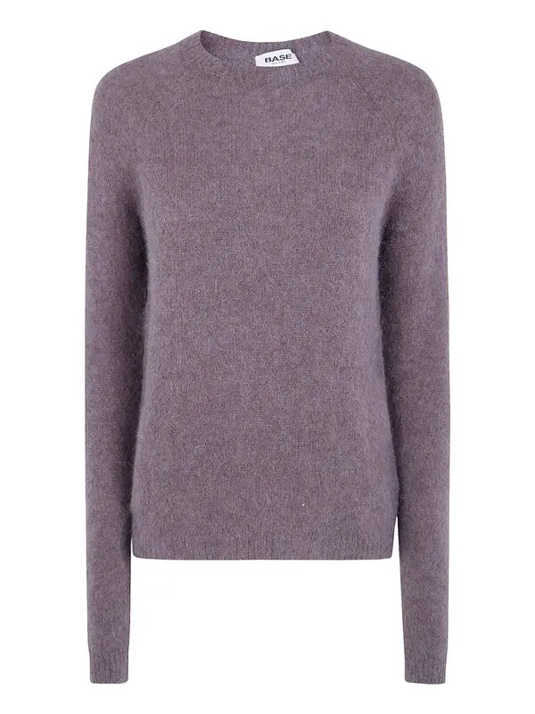 BASE Round Neck Alpaca Blend Sweater - Brown