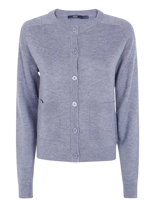 Seventy Round Neck Button Detailed Long Sleeve Sweater - Gray