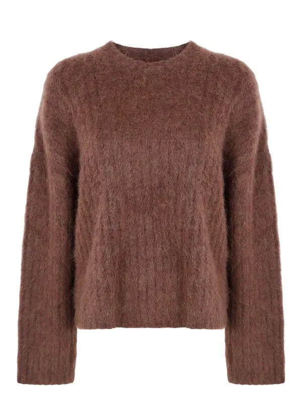 UMA WANG Alpaca Crew Neck Top - Brown