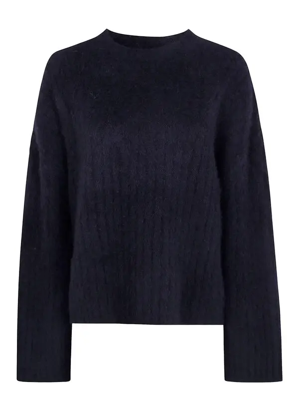 UMA WANG Alpaca Blend Crew Neck Top - Black