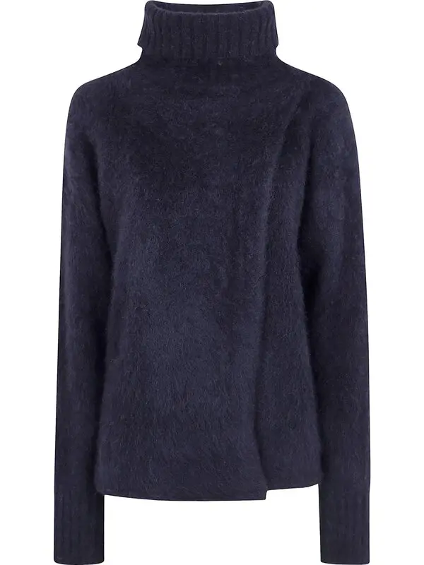 UMA WANG High Neck Alpaca Blend Knit Top - Black