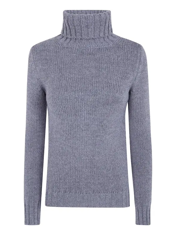 BASE B8565 Extrafine Merino Wool Turtleneck Sweater - Gray
