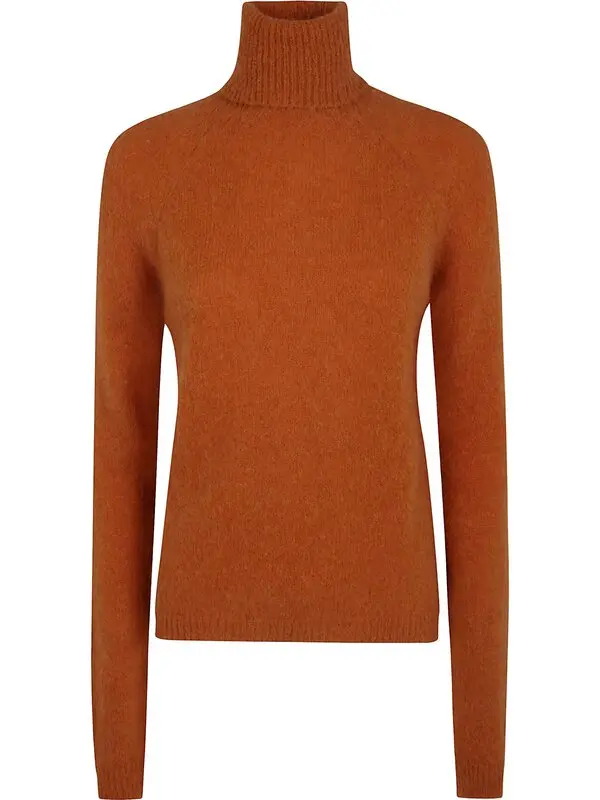 BASE Turtleneck Sweater With Ribbed Details - Yellow