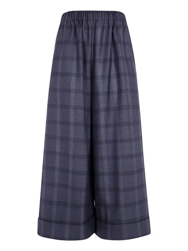 DANIELA GREGIS Wool Checkered Pants - Gray