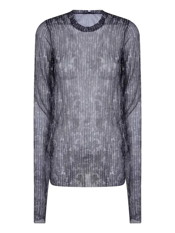 MARIA CALDERARA Long Sleeve Graphic Print T-shirt - Black