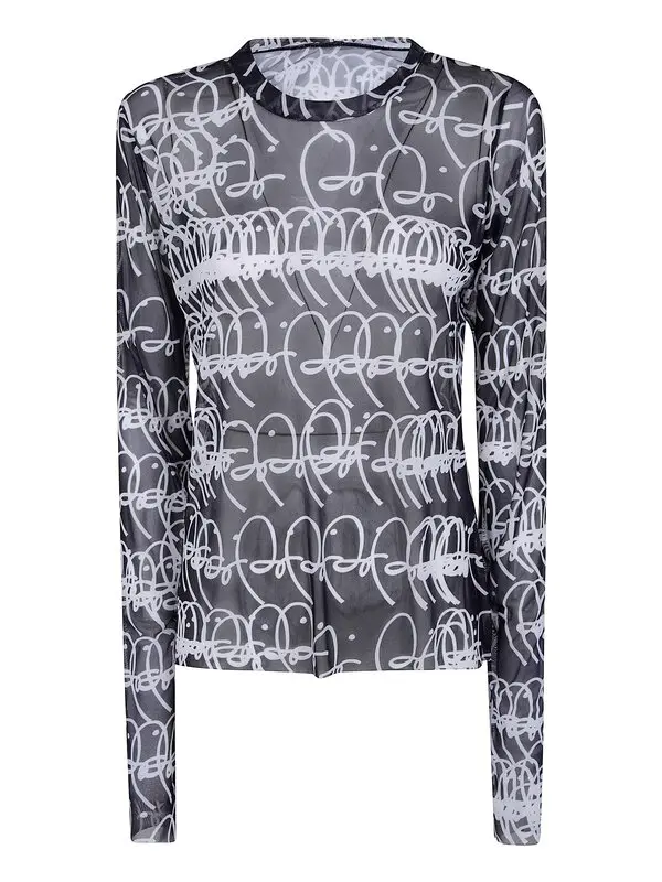 MARIA CALDERARA Graphic Pattern T-shirt - Black