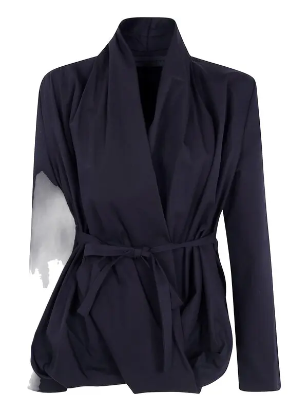 MARIA CALDERARA Draped Cotton Twill Shirt - Black