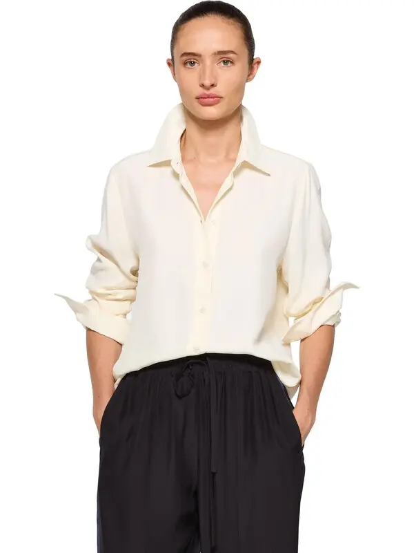 Serena Bute Silk Classic Shirt - Ecru