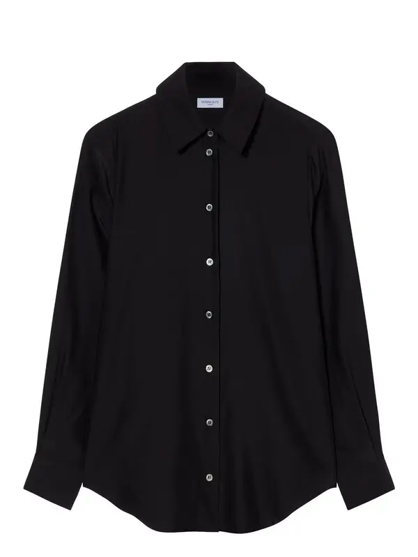 Serena Bute Silk Classic Shirt - Black