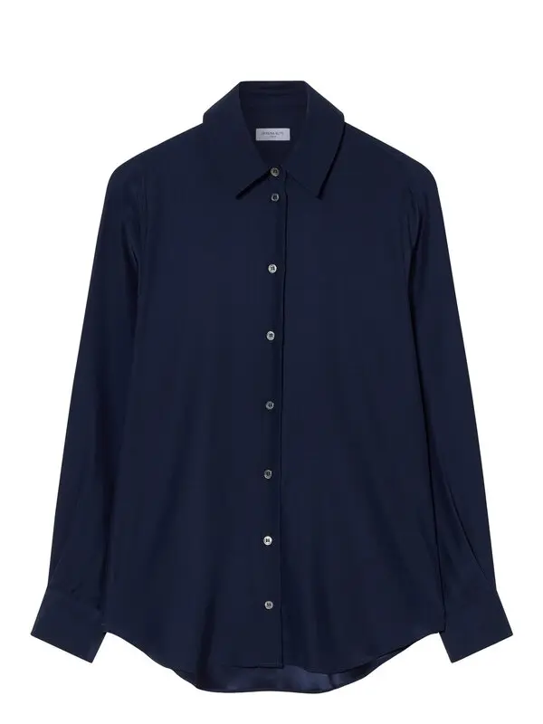 Serena Bute Classic Silk Shirt - Navy