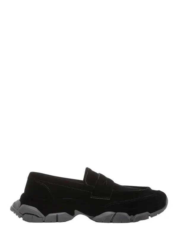 Giorgio Armani Velvet Slip-on Loafers With Leather Lining And Rubber Sole - Black