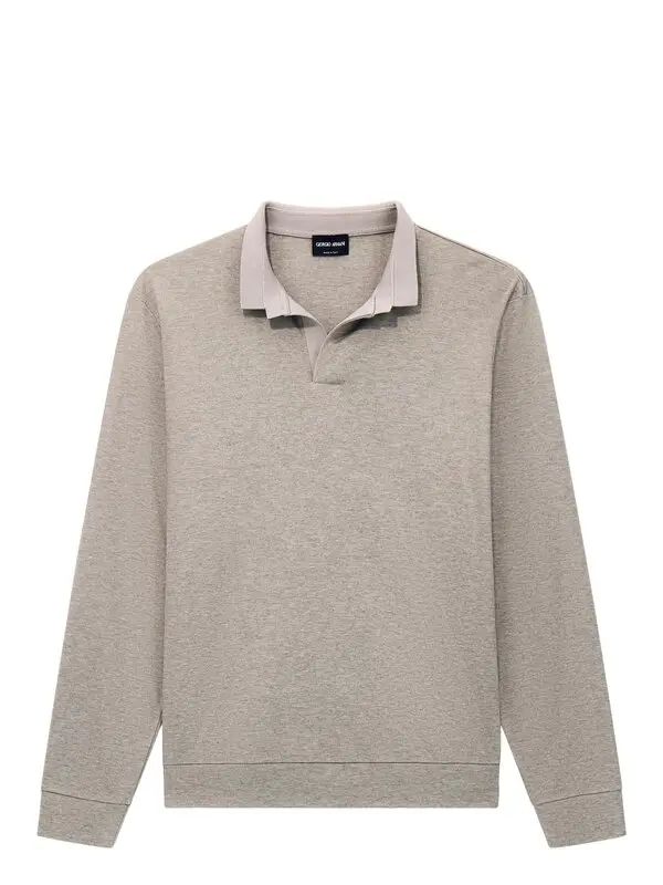 Giorgio Armani Polo Shirt Regular Fit In Cotton Silk And Cashmere Jersey - Beige