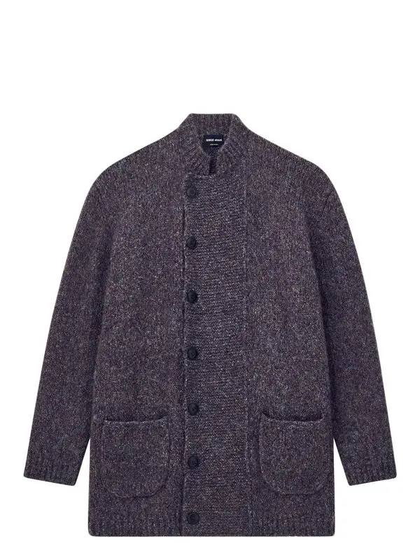 Giorgio Armani Oversized Cashmere And Silk Blend Knit Blazer - Blue