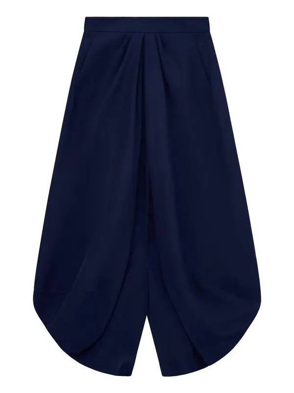 Giorgio Armani High-waisted Pleated Silk Cady Crepe Midi Skirt - Blue