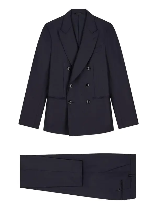 Giorgio Armani Double-breasted Virgin Wool And Cashmere Suit Napoli - Grey