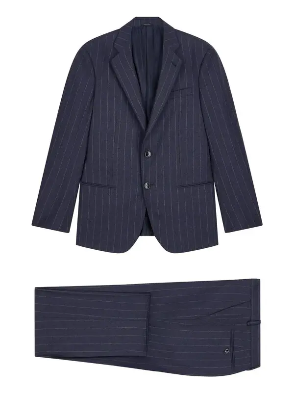 Giorgio Armani Slim-fit Single-breasted Suit In Pinstripe Flannel Soho - Black