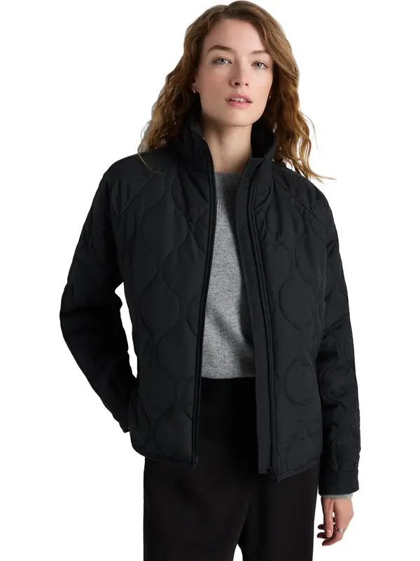 Quince Featherless Packable Quilted Puffer Jacket - Black