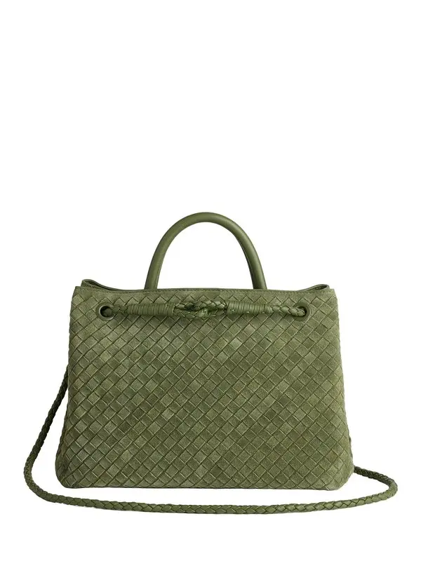 Quince Romy Suede Handwoven Satchel - Olive