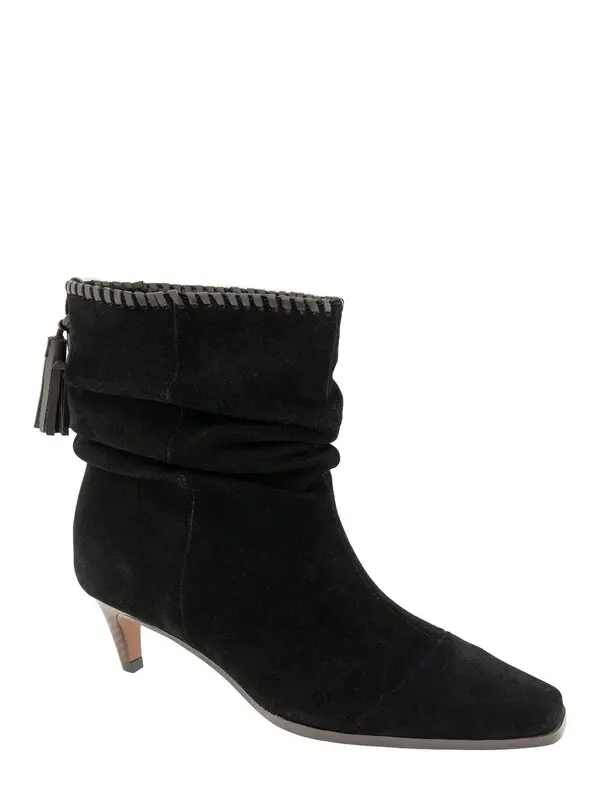 Splendid Jose Suede Ankle Booties With Tassel Detail - Black