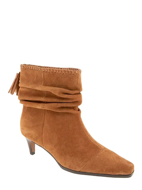 Splendid Jose Scrunch Suede Bootie With Tassel Detail - Caramel