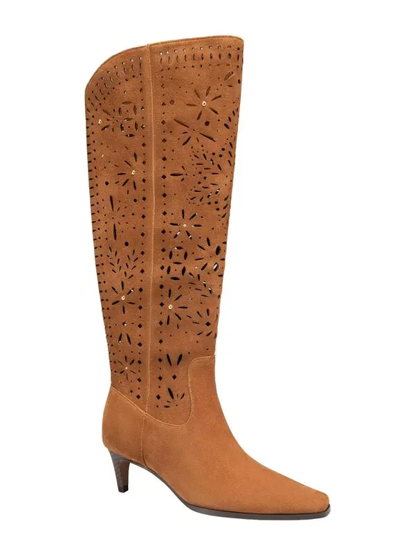 Splendid Josh Laser Cut Tall Suede Boot - Caramel