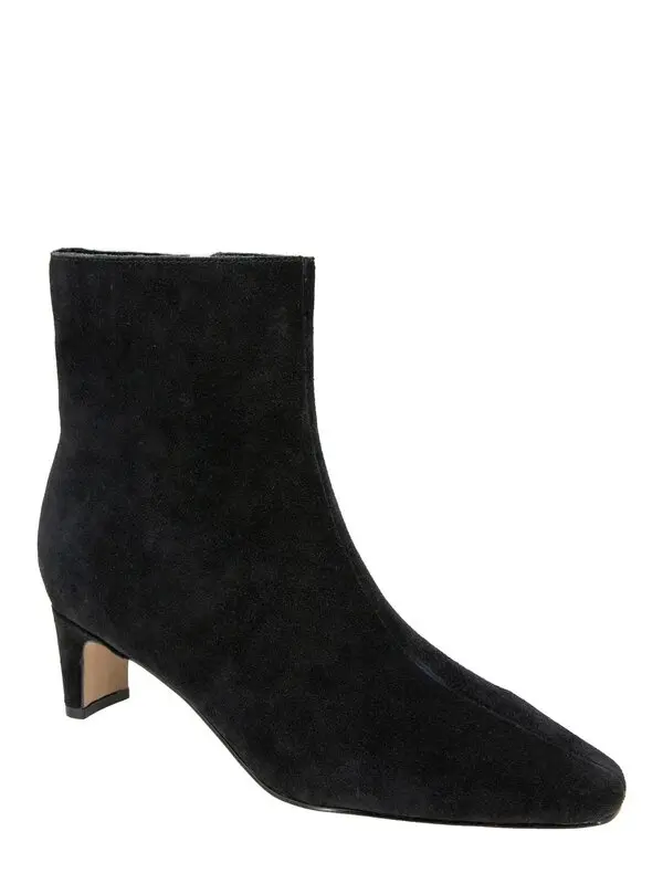 Splendid Justice Suede Pointed Toe Zip Up Ankle Boots - Black