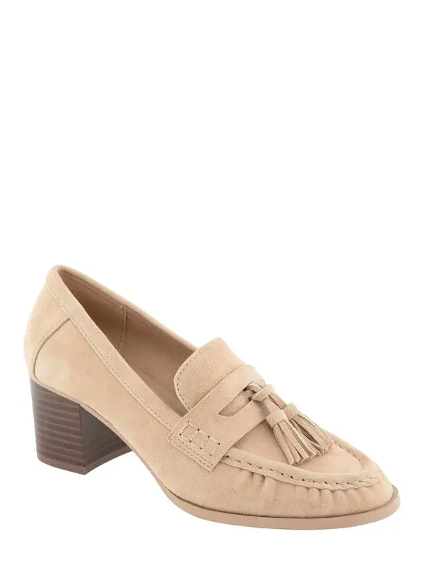Splendid Martha Suede Heeled Loafer - Camel