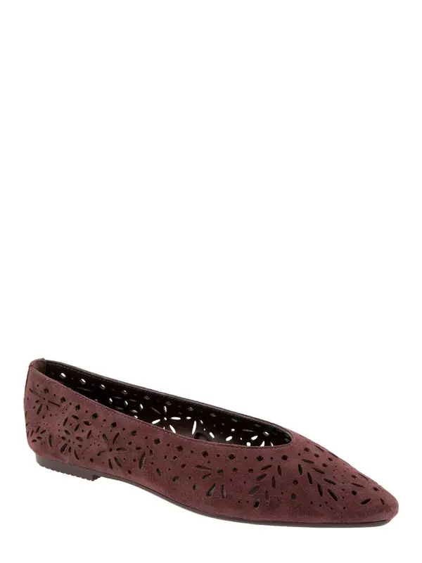 Splendid Latouche Suede Laser Cut Pointed Toe Flats - Wine