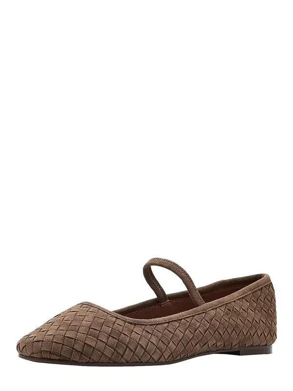 Madewell Greta Elastic Woven Suede Mary Jane Flats - Gray