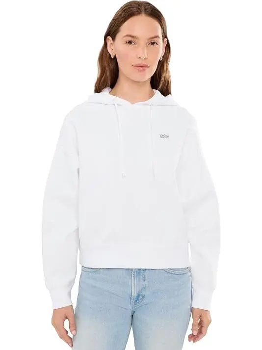 Lacoste Oversized Adjustable Hoodie Sweatshirt - White