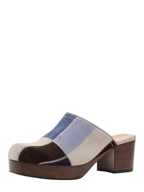 THE FRYE COMPANY Patchwork Clog Mule Shoes - Blue