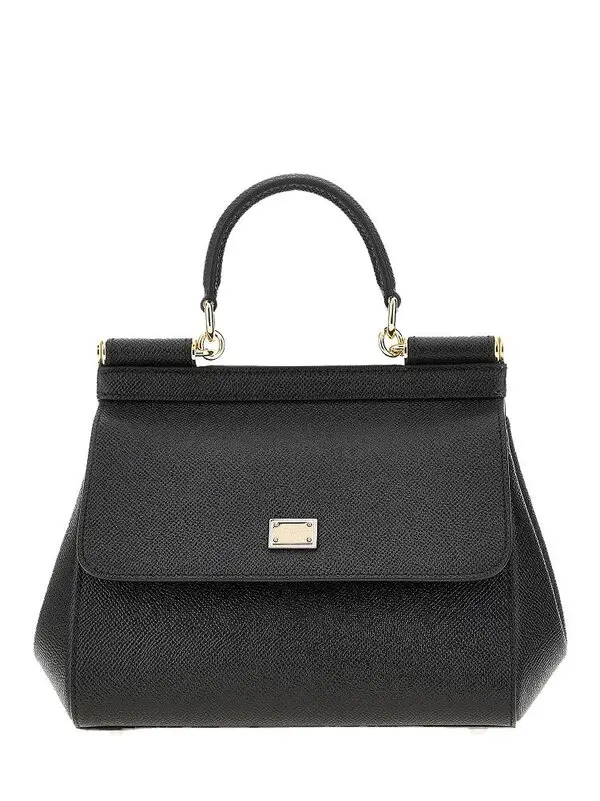 Dolce & Gabbana Dauphine Leather Medium Sicily Top Handle Bag - Black
