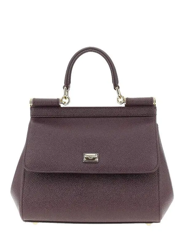Dolce & Gabbana Dauphine Leather Medium Sicily Top-handle Bag - Purple