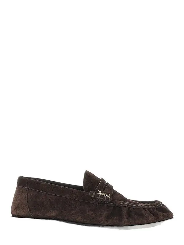 Saint Laurent Le Loafer Suede Leather Loafers - Brown