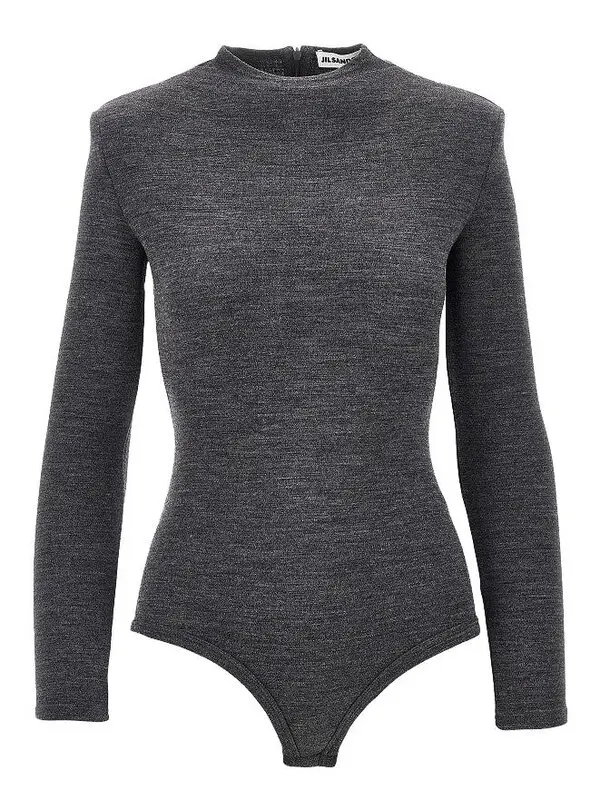 JIL SANDER Wool Jersey Bodysuit - Grey