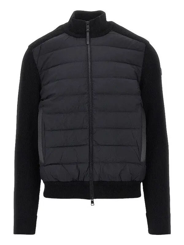 Moncler Wool-blend Cardigan With Nylon And Down Front - Black