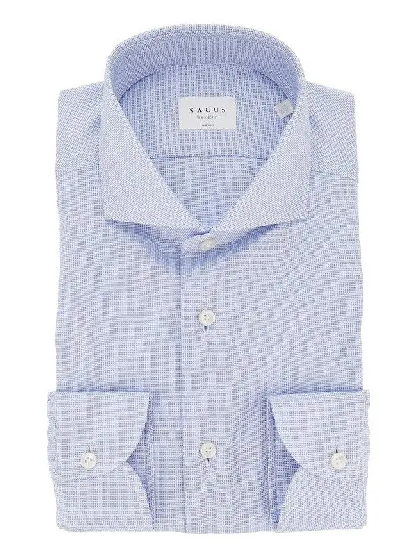 XACUS Cotton Tailor Fit 'travel' Shirt - Blue