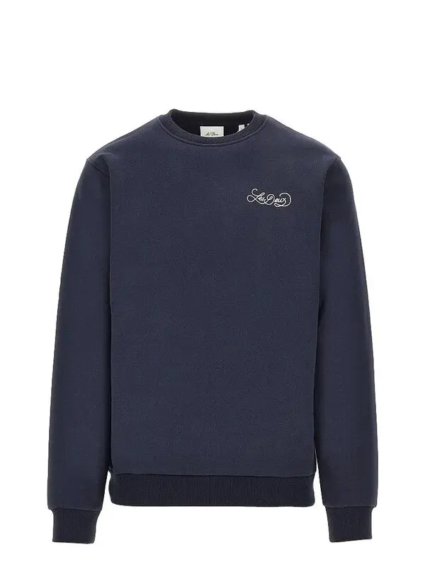 LES DEUX Cotton Sweatshirt With Logo Print - Blue