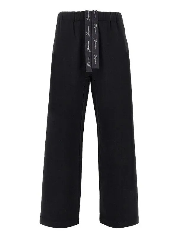 Jacquemus Rond Carré Cotton Wide Leg Pants - Black