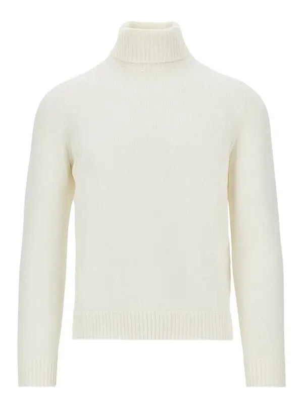 DRUMOHR Merino Wool Knitted Turtleneck - White