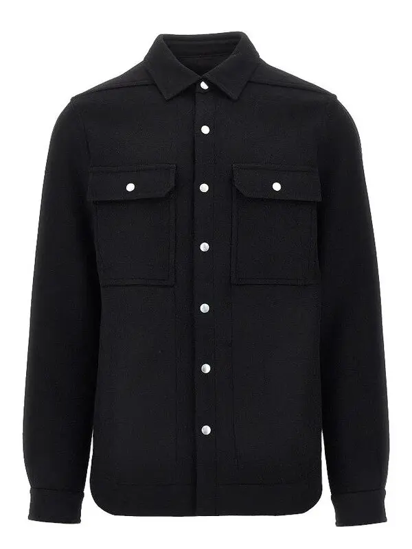 Rick Owens Wool Cloth Overshirt - Black