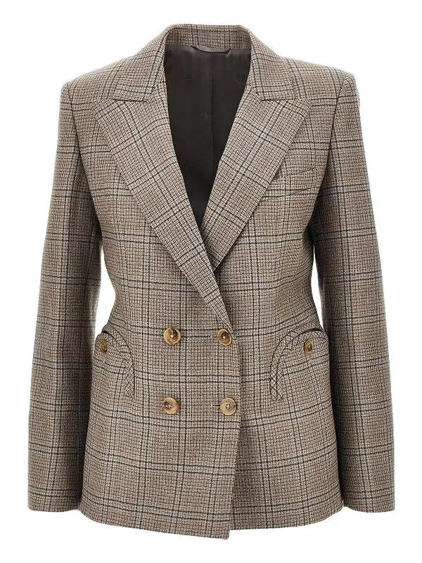 BLAZE Charmer" Virgin Wool Checked Blazer - Brown