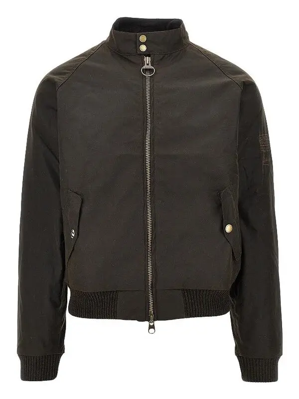 BARBOUR INTERNATIONAL Waxed Cotton Logo Embroidered Jacket - Brown