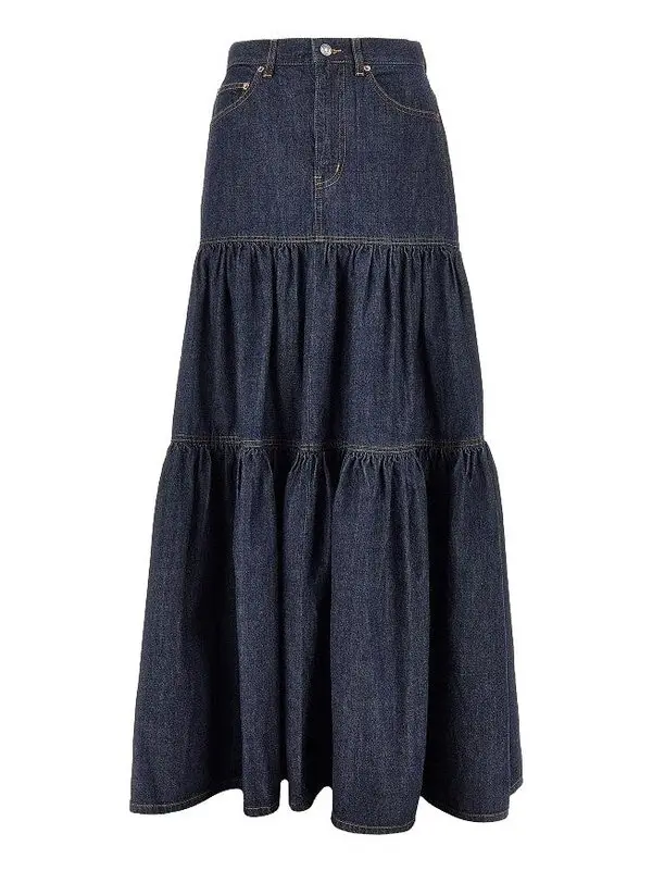 Saint Laurent Denim Maxi Skirt - Blue